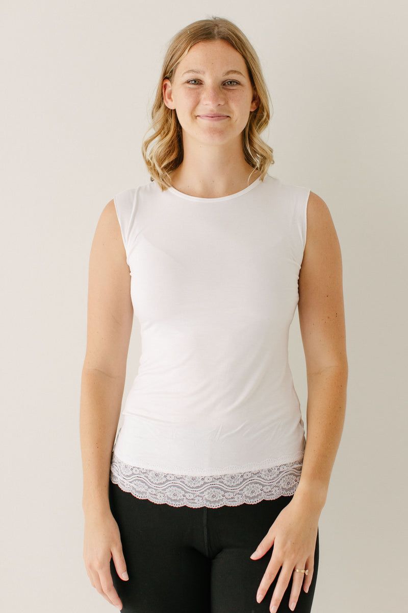 Modest Lace Trimmed Layering Tank Top | Modest Tank Top – The Main ...