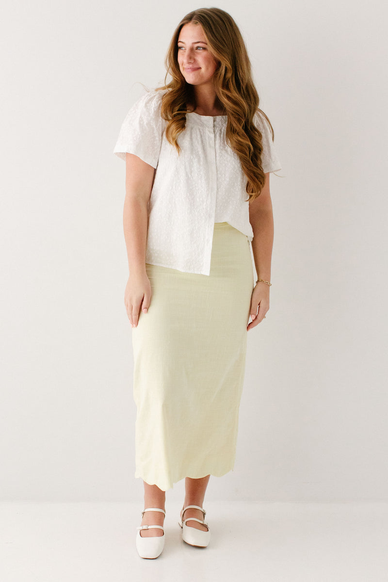Soleil Scallop Hem Midi Skirt FINAL SALE – The Main Street Exchange