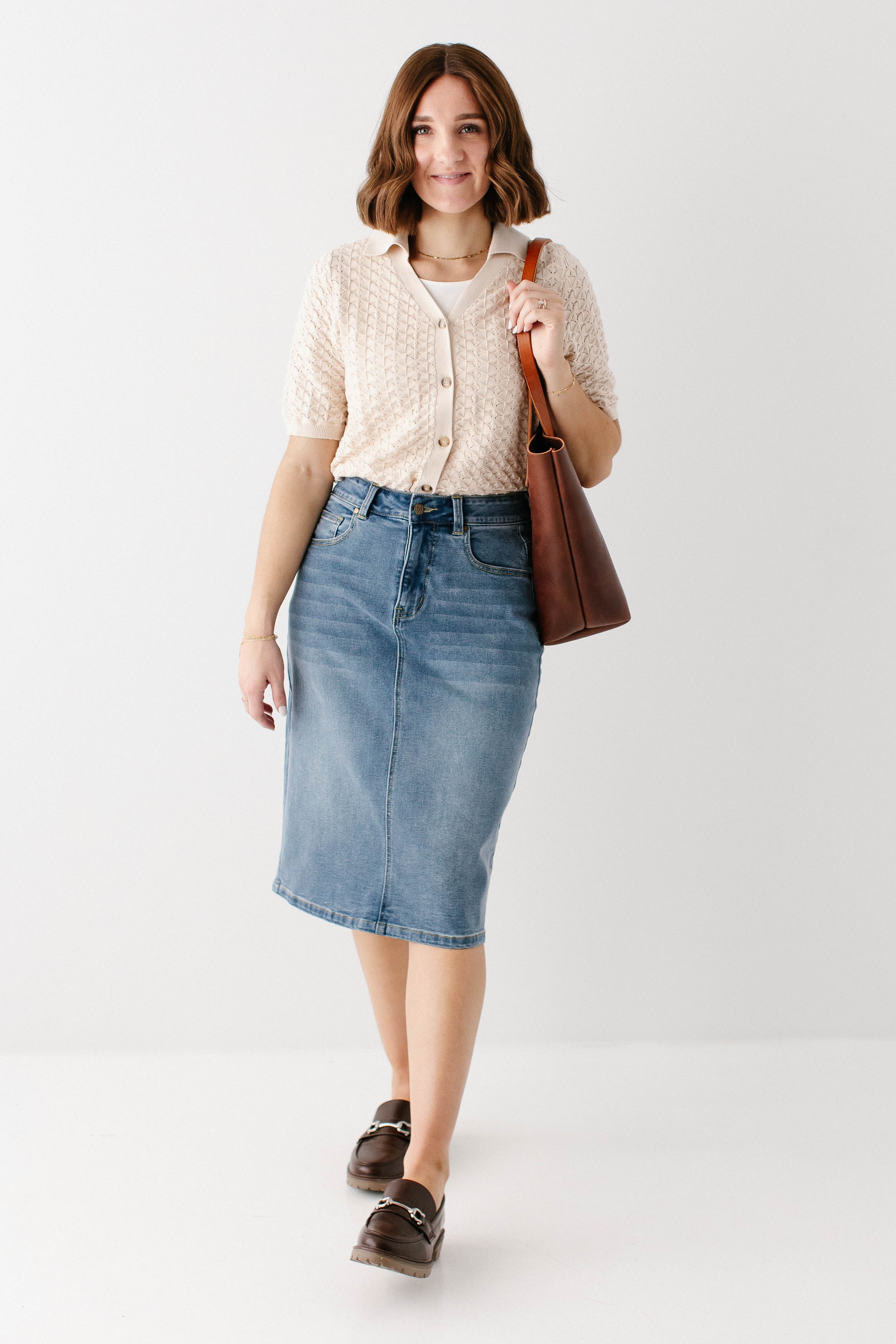 'Shannon' Curve Fit Stretch Denim Skirt – The Main Street Exchange